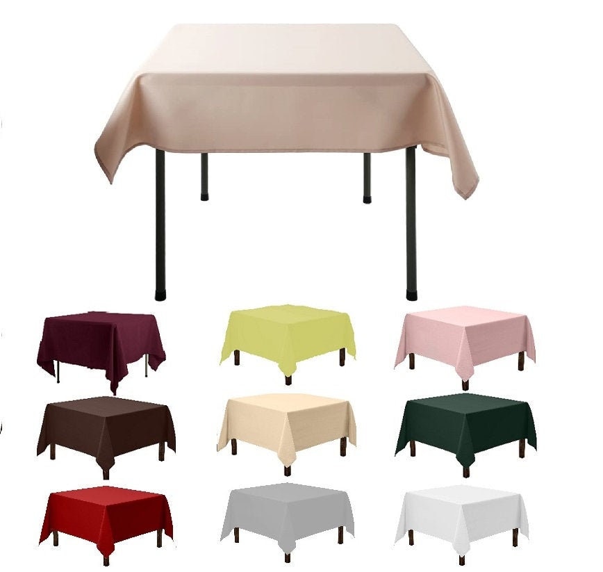 Polyester Square Tablecloth 52 X 52'' or 62 X 62'' for Square or Round ...
