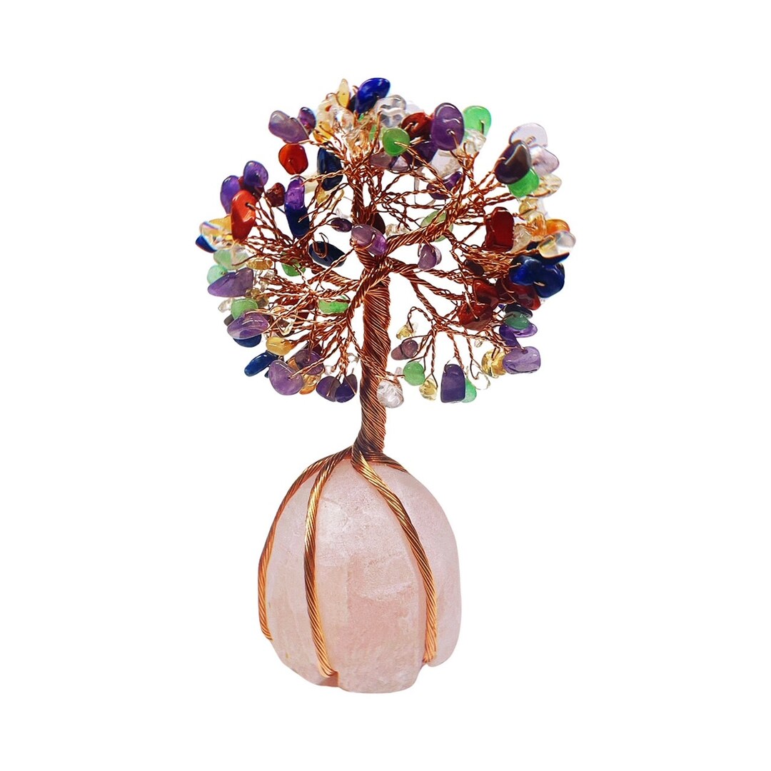 7 Chakra Stones Healing Crystal Tree Copper Wire Wrapped on Natural ...