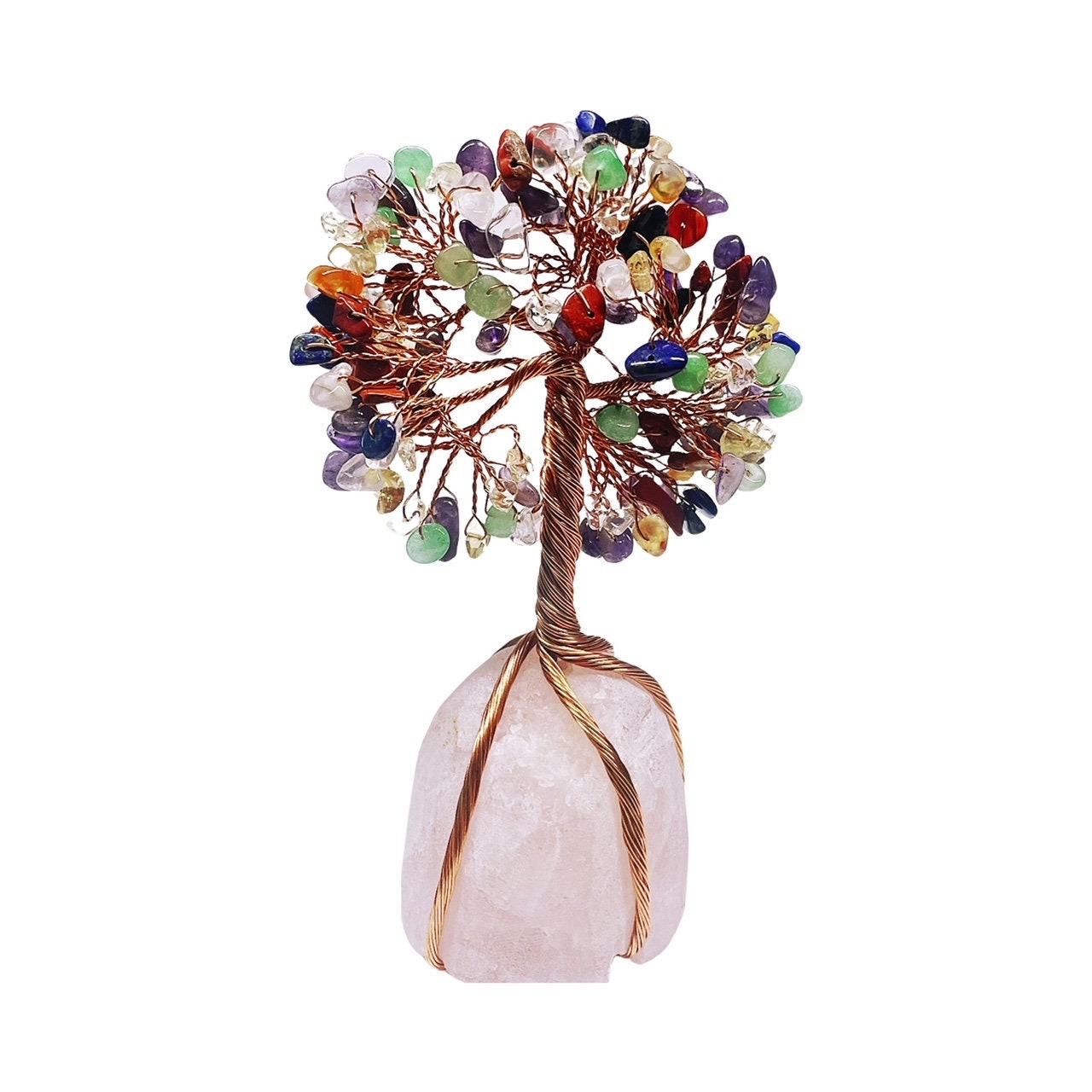 7 Chakra Stones Healing Crystal Tree Copper Wire Wrapped on Natural ...