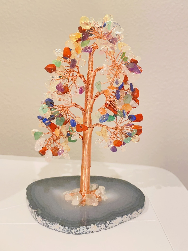 Seven Chakra Tree of Life Gemstone Tree With Agate Base - Etsy