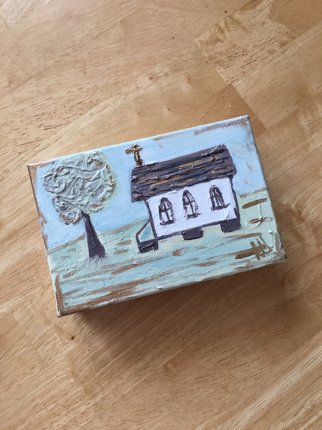 Church Painting Raised Painting Original Art Thick Canvas Painting ...