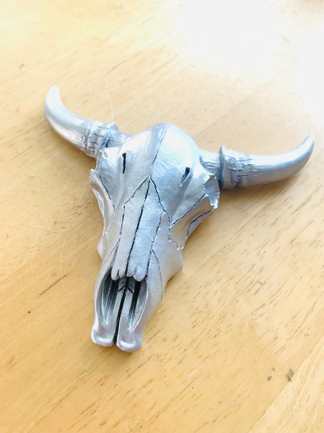 Small Silver Cow Skull, Cake Topper, Wall Mount, Rustic Home Decor ...