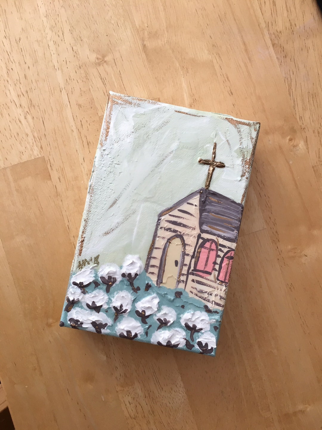 Church Painting Raised Painting Original Art Thick Canvas Painting ...