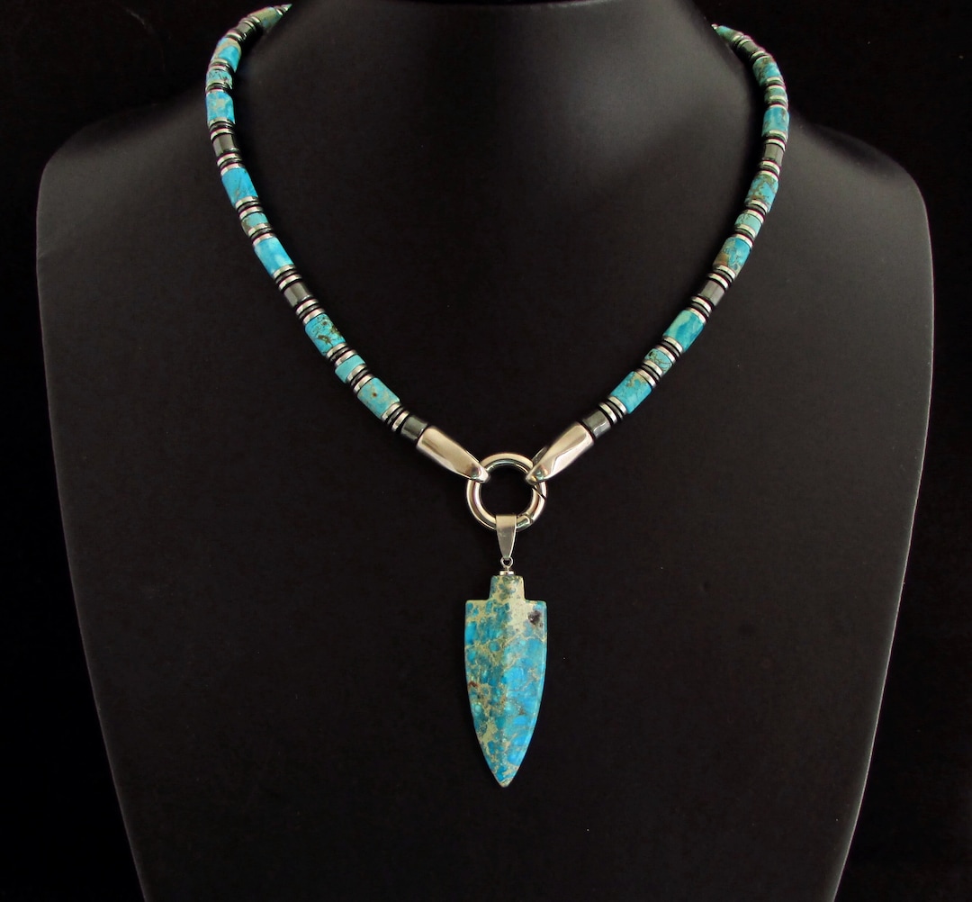 Regalite Imperial Jasper and Turquoise Mens Necklace + Arrowhead ...