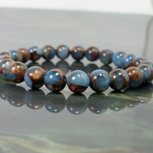 Blue Nepal Stone 8mm Bracelet, Natural Gemstone Bracelet, Women Men ...
