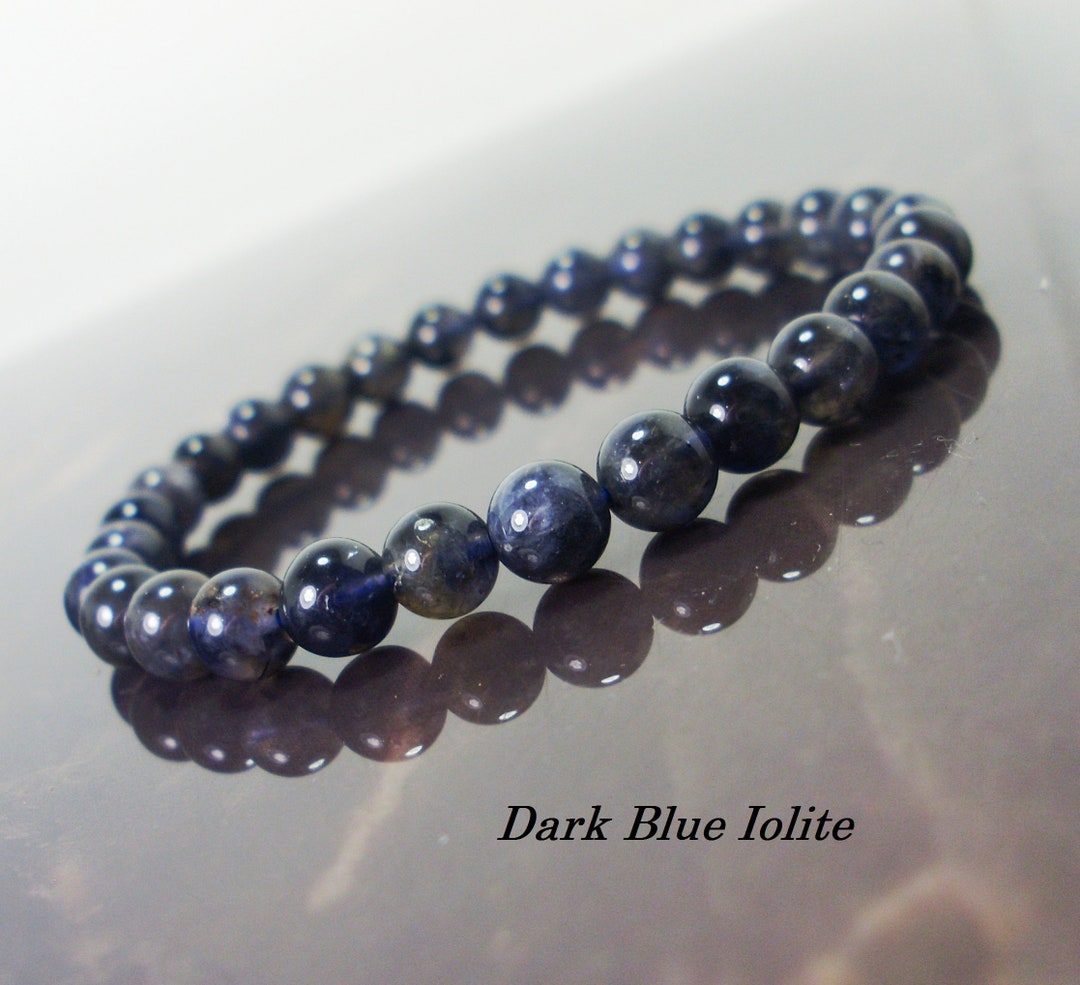 Natural Iolite Cordierite Bracelet 6mm Dark or Light, Women Men Natural ...