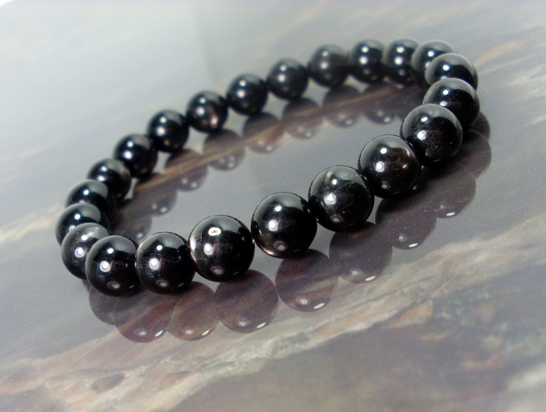 Black Hypersthene Bracelet 8mm, Natural Gemstone Bracelet, Women Mens ...