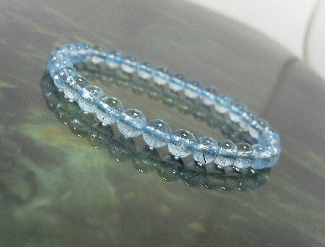 Natural Sky Blue Topaz Bracelet 6mm, Women Men Bracelet, Natural ...