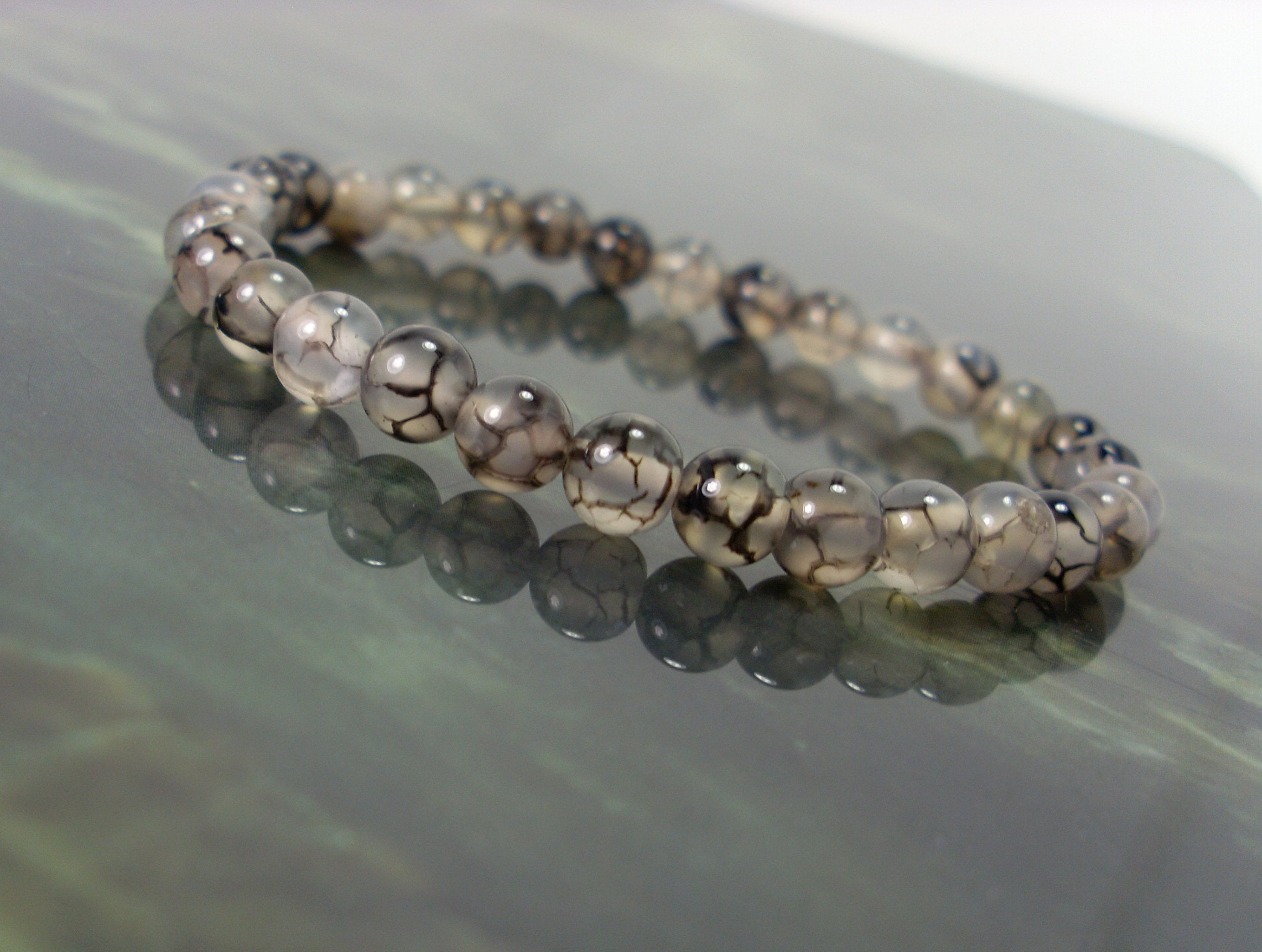 Dragon Veins Agate Bracelet 6mm, Natural Gemstone Bracelet, Women Men ...