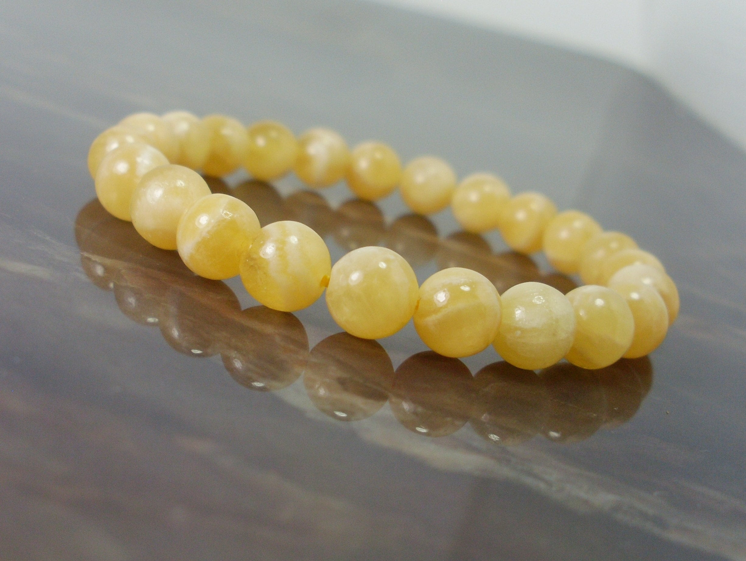 Yellow Calcite 8mm Bracelet Natural Gemstone Bracelet Unisex | Etsy
