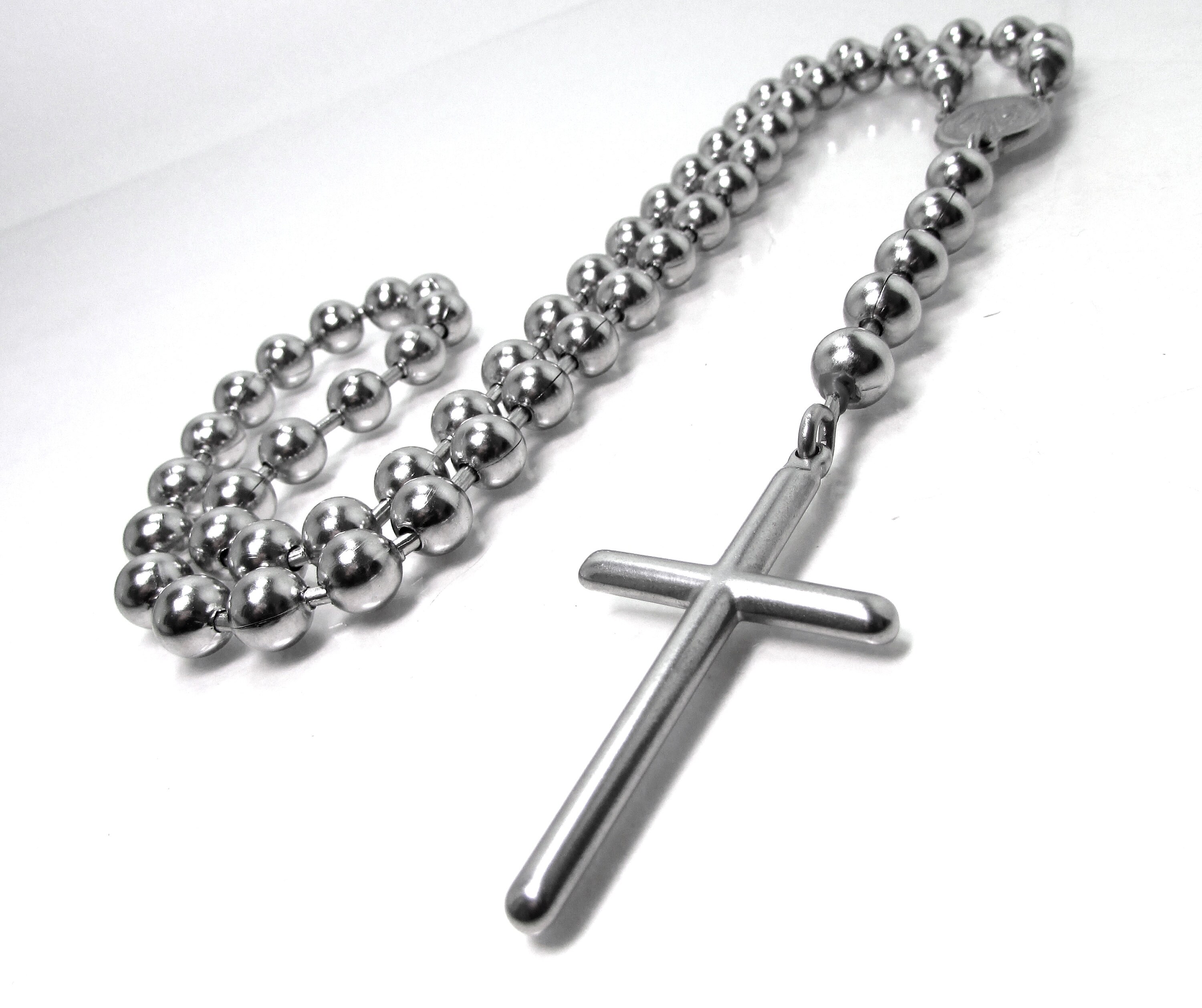Unbreakable Stainless Steel Rosary, Catholic 5 Decades Rosary, Men ...