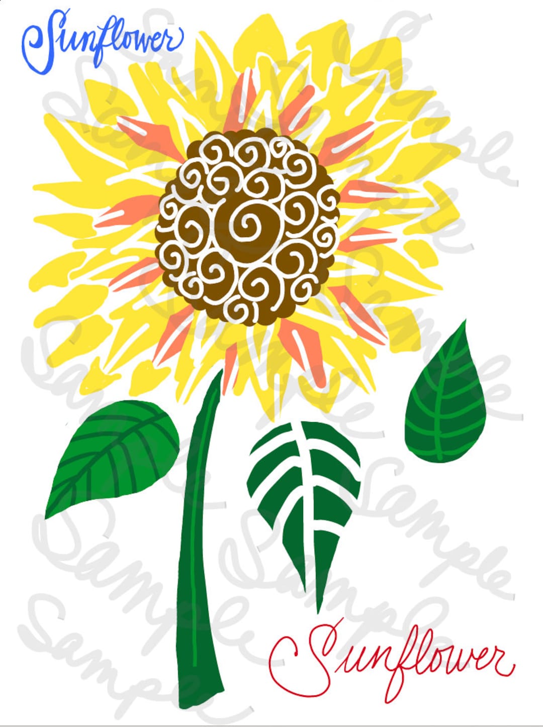 Sunflower Leaf Clip Art SVG - Etsy