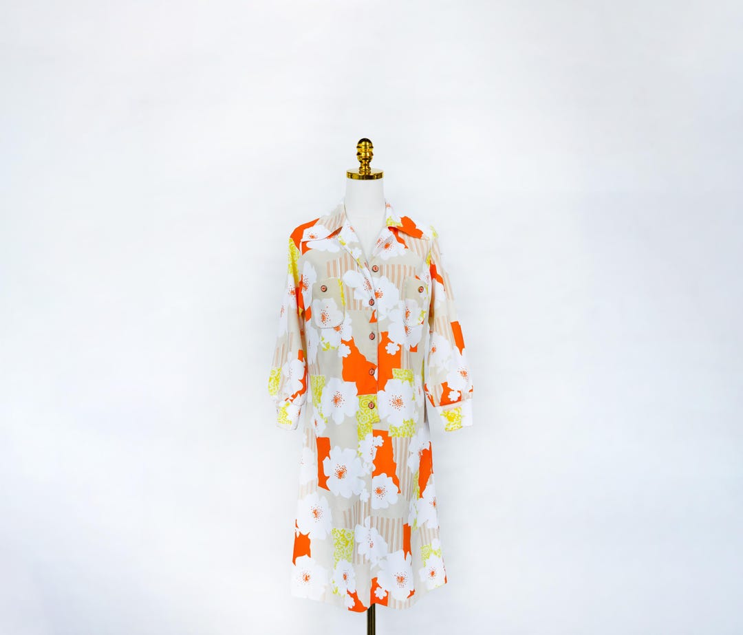 Vintage 70’s Clementine Collage Graphic Floral Shirt Dress (s-xl) - Etsy