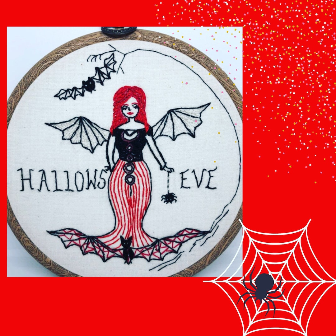 Red Haired Bat Fairy, Hallows Eve Art Decor, Bat Art Work, Hand ...