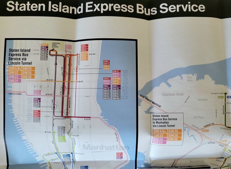 Official New York City MTA Transit STATEN ISLAND Bus Route Map - Etsy