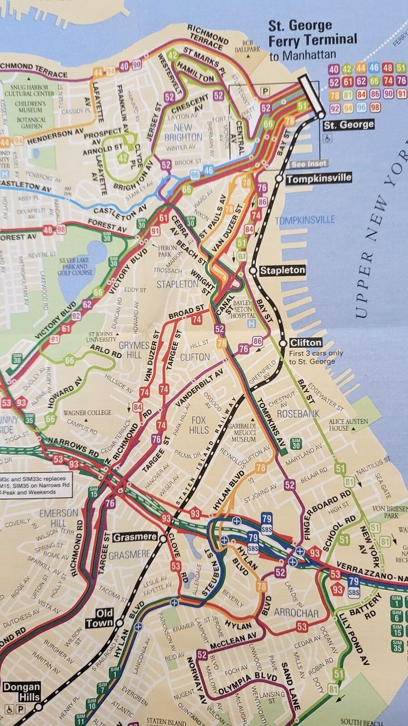Official New York City MTA Transit STATEN ISLAND Bus Route Map - Etsy