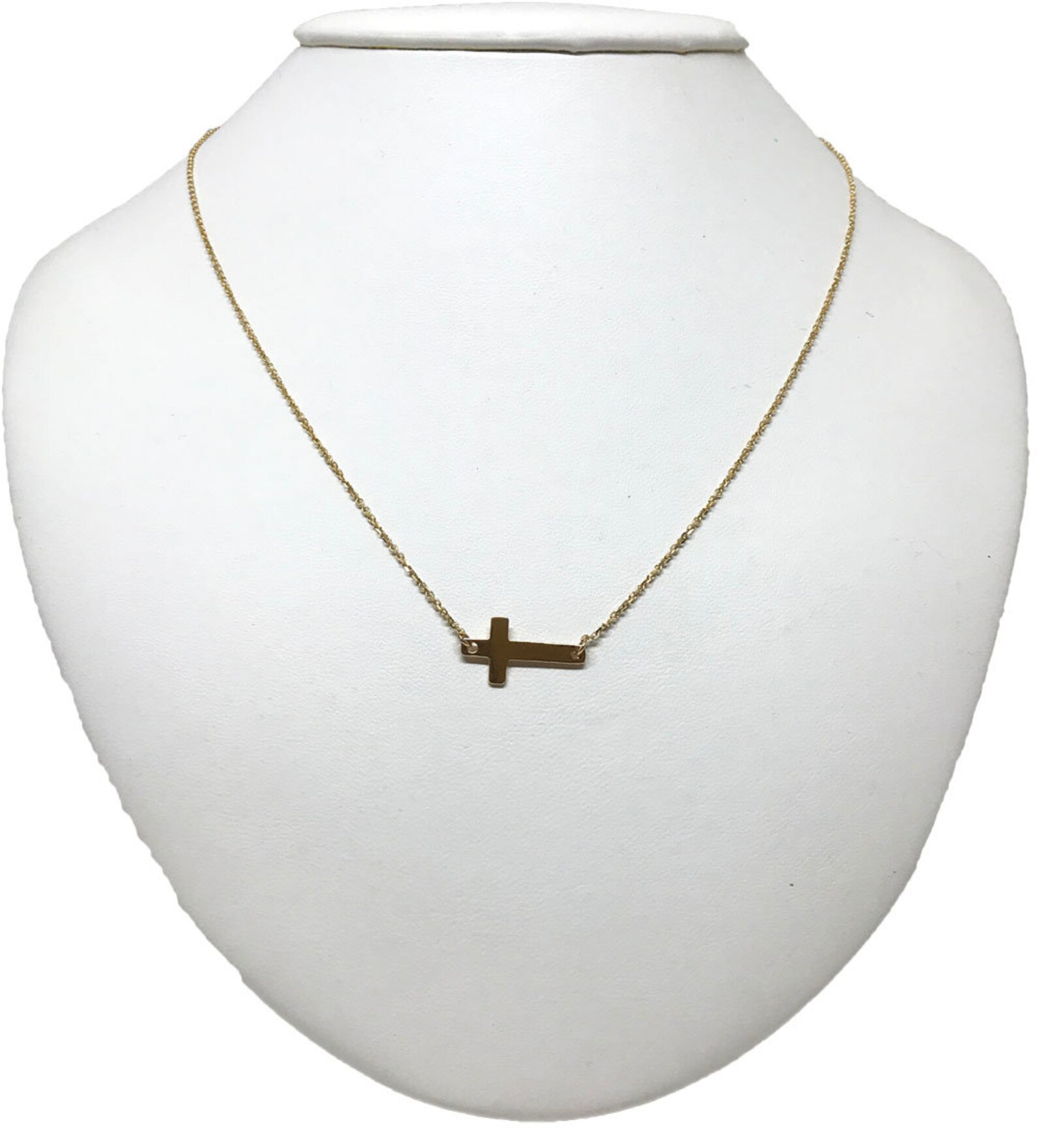 Gold Cross On Chain Minimalist and Dainty Necklace 14kt. | Etsy