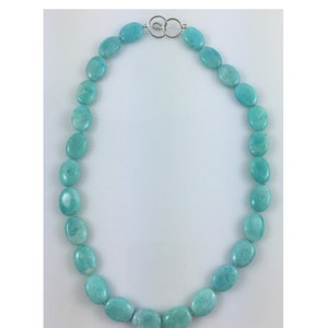 Amazonite (peruvian), Genuine Blue Gemstone, Necklace With Sterling ...