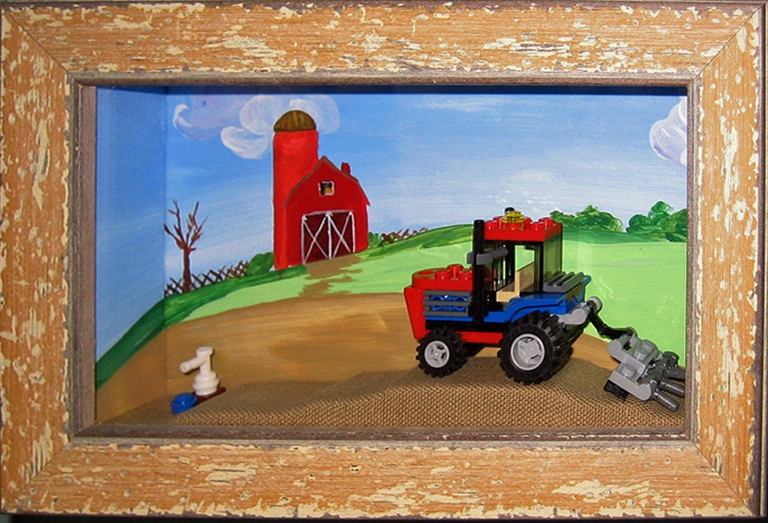 Lego, Miniature, 3D, Diorama, Lego Tractor, Hand Painted Farm, Lego ...