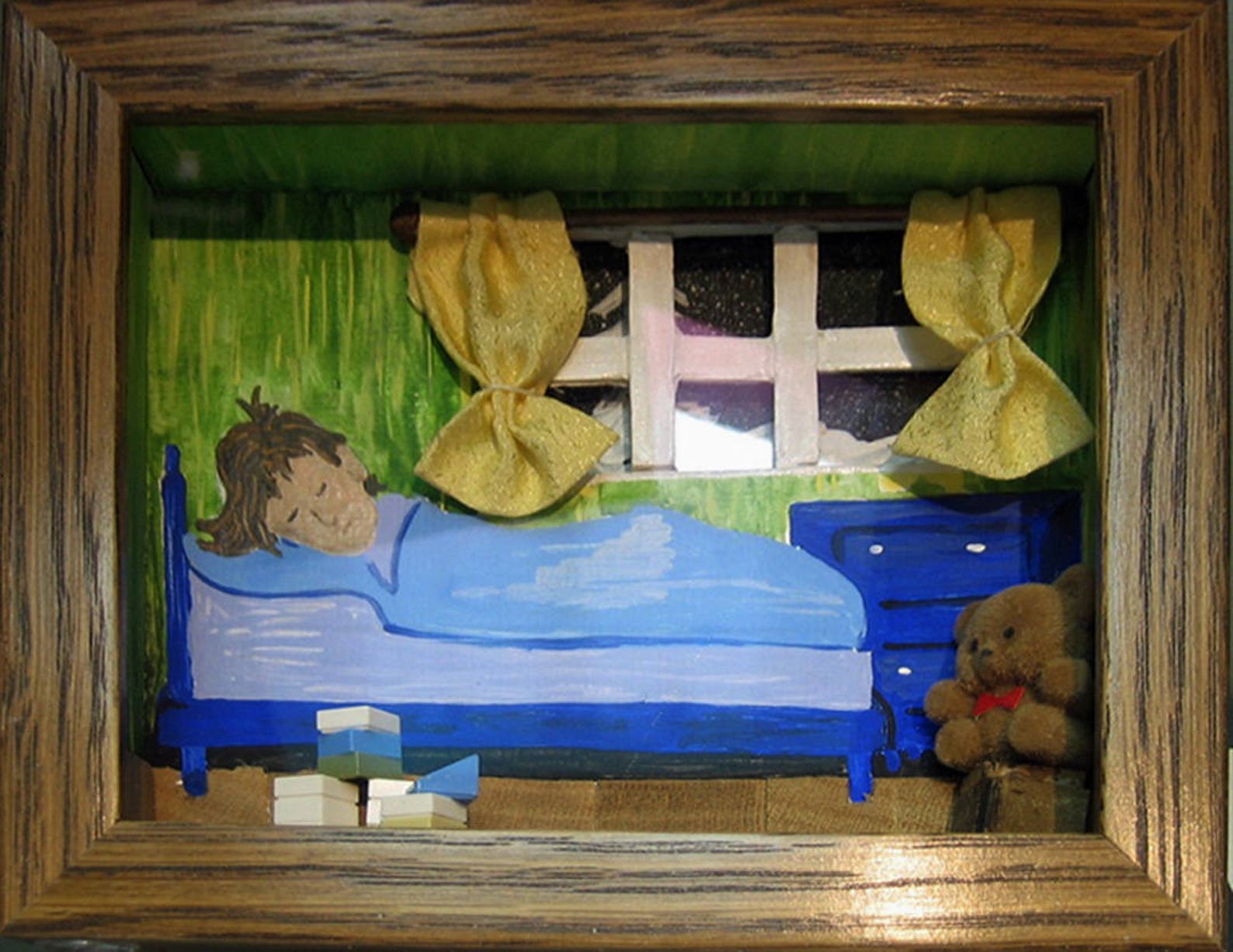 Miniature, Shadow Box, 3D Diorama, Bed Time, Hand Painted, Kids Room ...