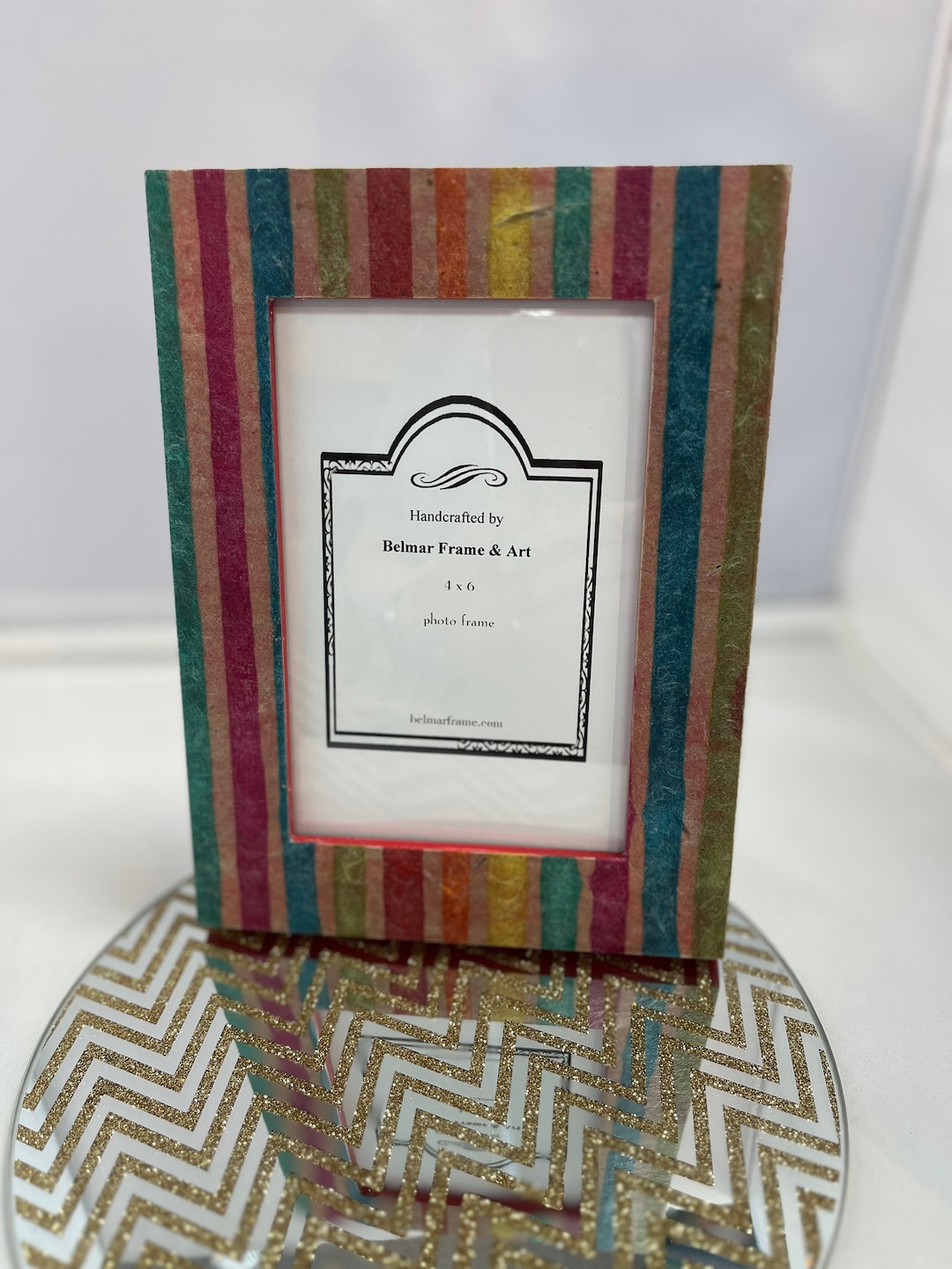 Photo Frame | Linear Multi Color Strips | Hand Made | 4x6 | Vertical or ...