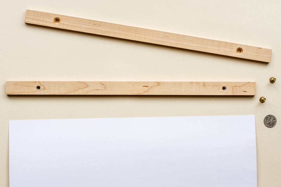 Walnut Poster Hanging Rail Set, 18" or 24", Poster Holder, Print Holder ...