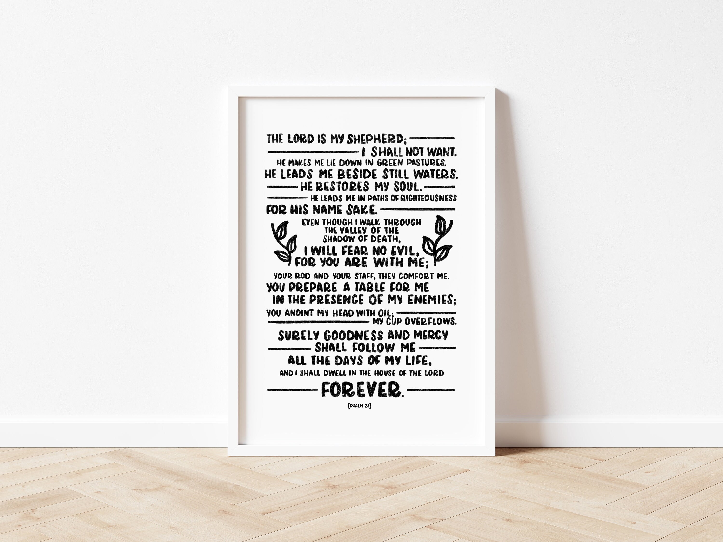 Printable, Bible Scripture Art, Psalm 23, PRINT of an Original Hand ...