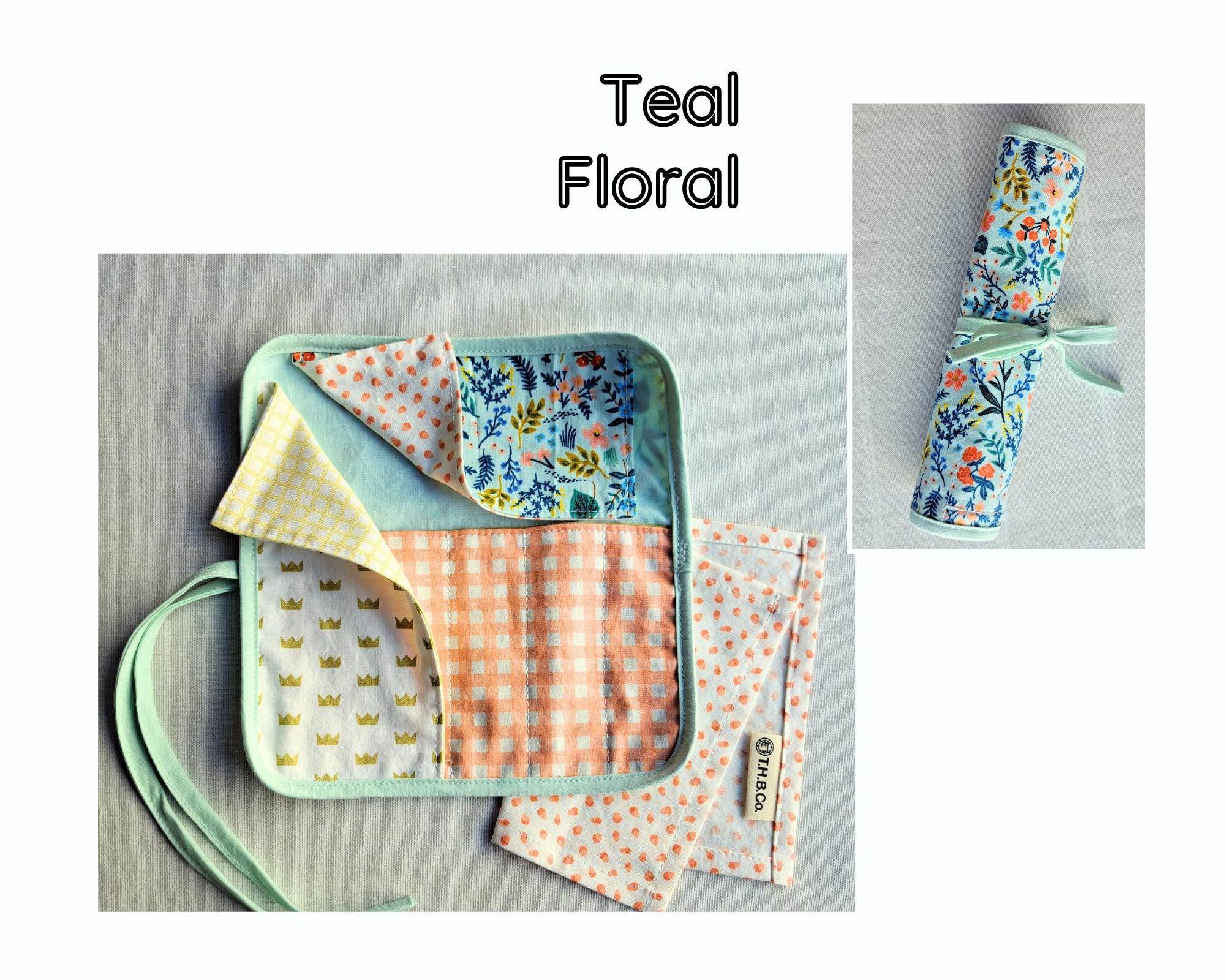 5-slot Utensil Wrap With Napkin, Cotton Utensil Carrier, Silverware ...