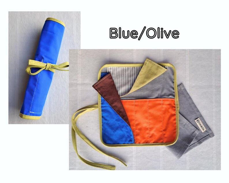 5-slot Utensil Wrap With Napkin, Cotton Utensil Carrier, Silverware ...