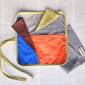 5-slot Utensil Wrap With Napkin, Cotton Utensil Carrier, Silverware ...