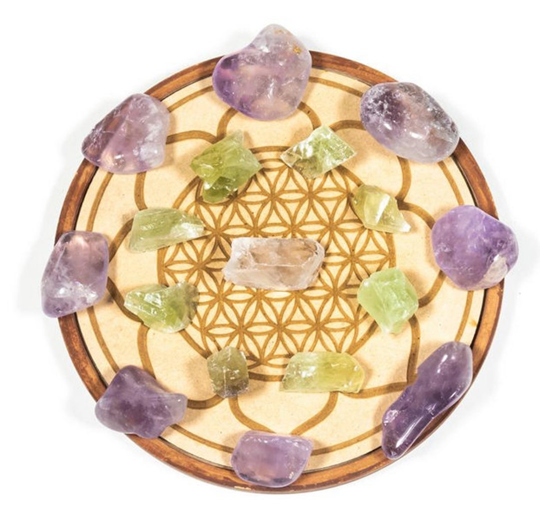 Mandala/crystal Grid Complete Kit With Crystals on the Theme of Love ...