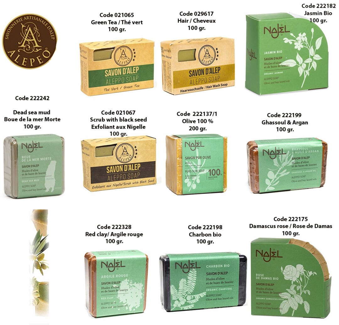 The Famous Aleppo Soaps, From 100 to 200 G, Organic Version, 100% ...