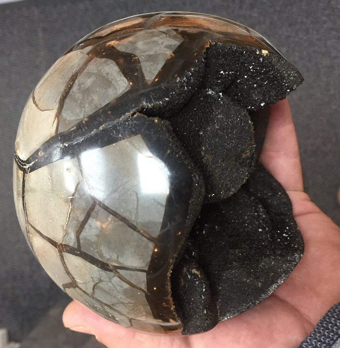 Sphere/ball in Septaria, Natural and Real, 110mm, 1260 Grams, Very Good ...