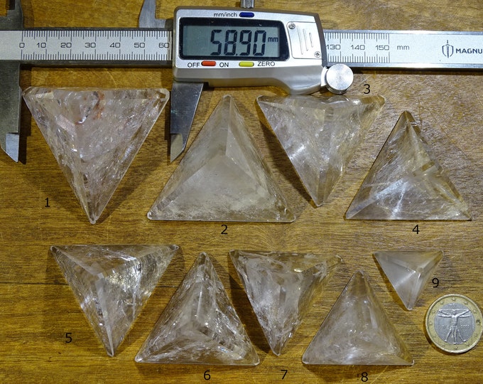 Clear Quartz Tetrahedron Pyramid W/ Reiki Sacred Geometry Platonic ...