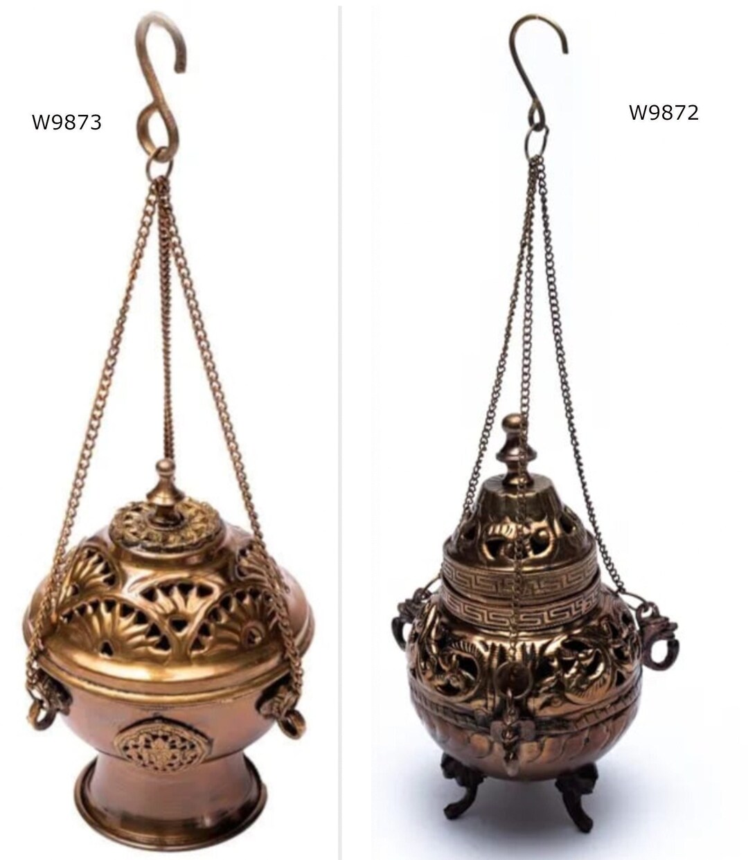 Selection of Incense Burners With Chains, in Antique Style Copper ...