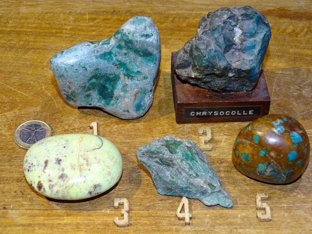 Chrysocolla, Selection of Sumptuous Pebbles, 4 Pieces to Choose From ...