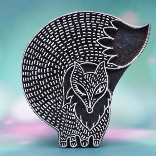 Fox Hand Carved Wood Printing Block Pottery Stamp Indian - Etsy