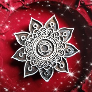 Floral Mandala Wood Stamp; Pottery Stamp; Wood Printing Block; Indian ...