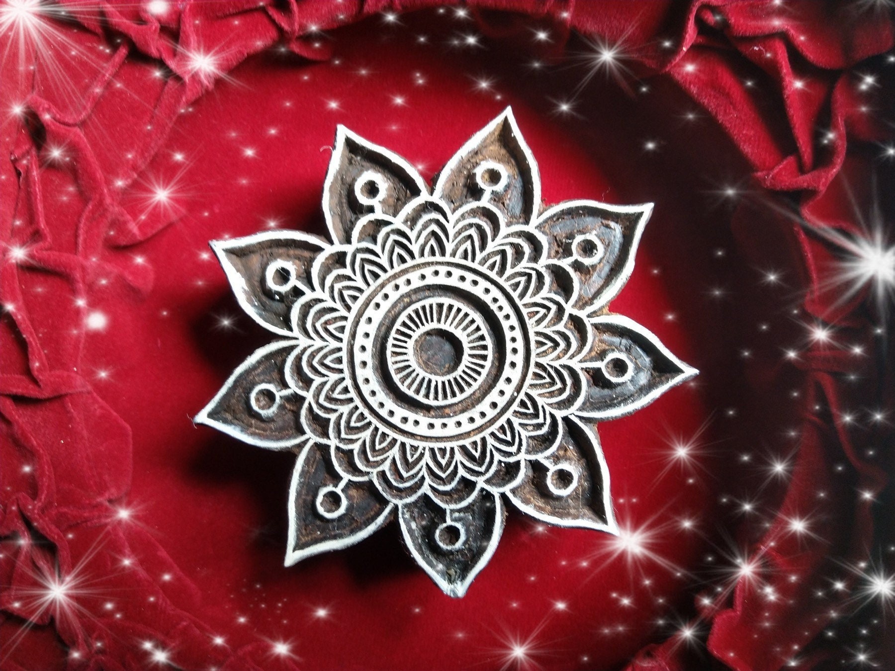 Floral Mandala Wood Stamp Pottery Stamp Wood Printing Block | Etsy