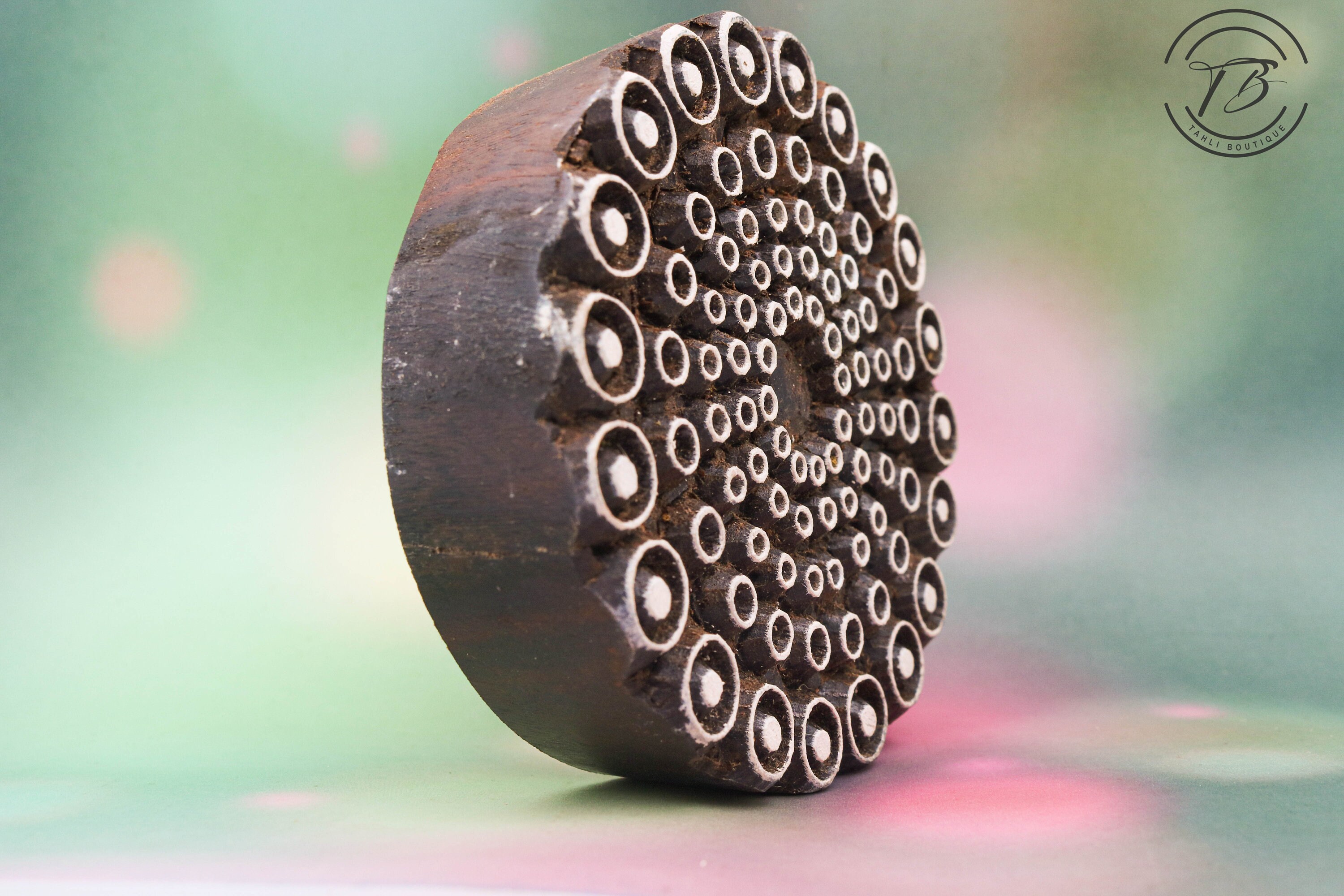 Round Hand Carved Indian Wooden Stamp Traditional Wood Block | Etsy