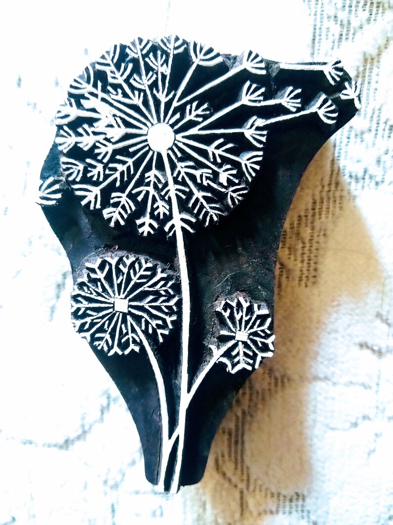 Dandelion Stamp Floral Pattern Hand Carved Indian Wooden - Etsy