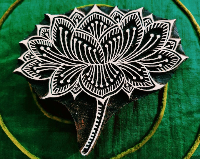 Lotus Stamp; Pottery Stamp; Indian Stamp; Wood Printing Block; Flower ...