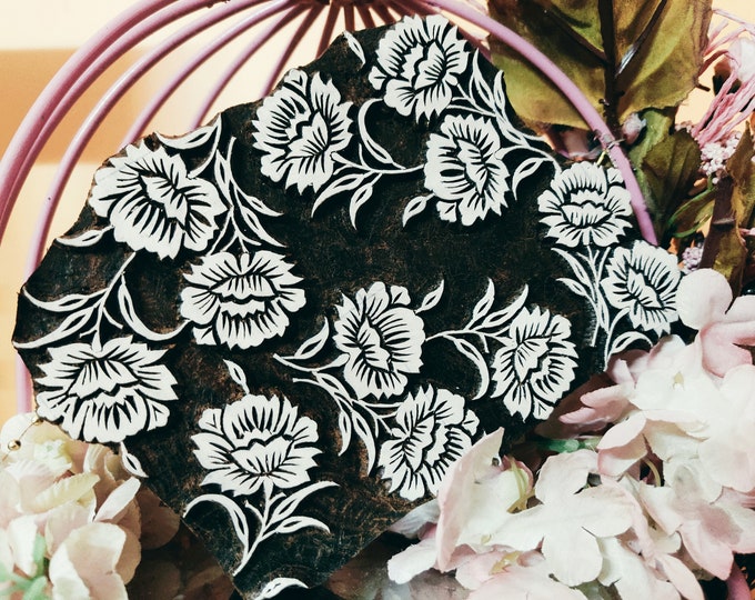Large Floral Block; Pottery Stamp; Block Print Stamp; Wood Printing ...