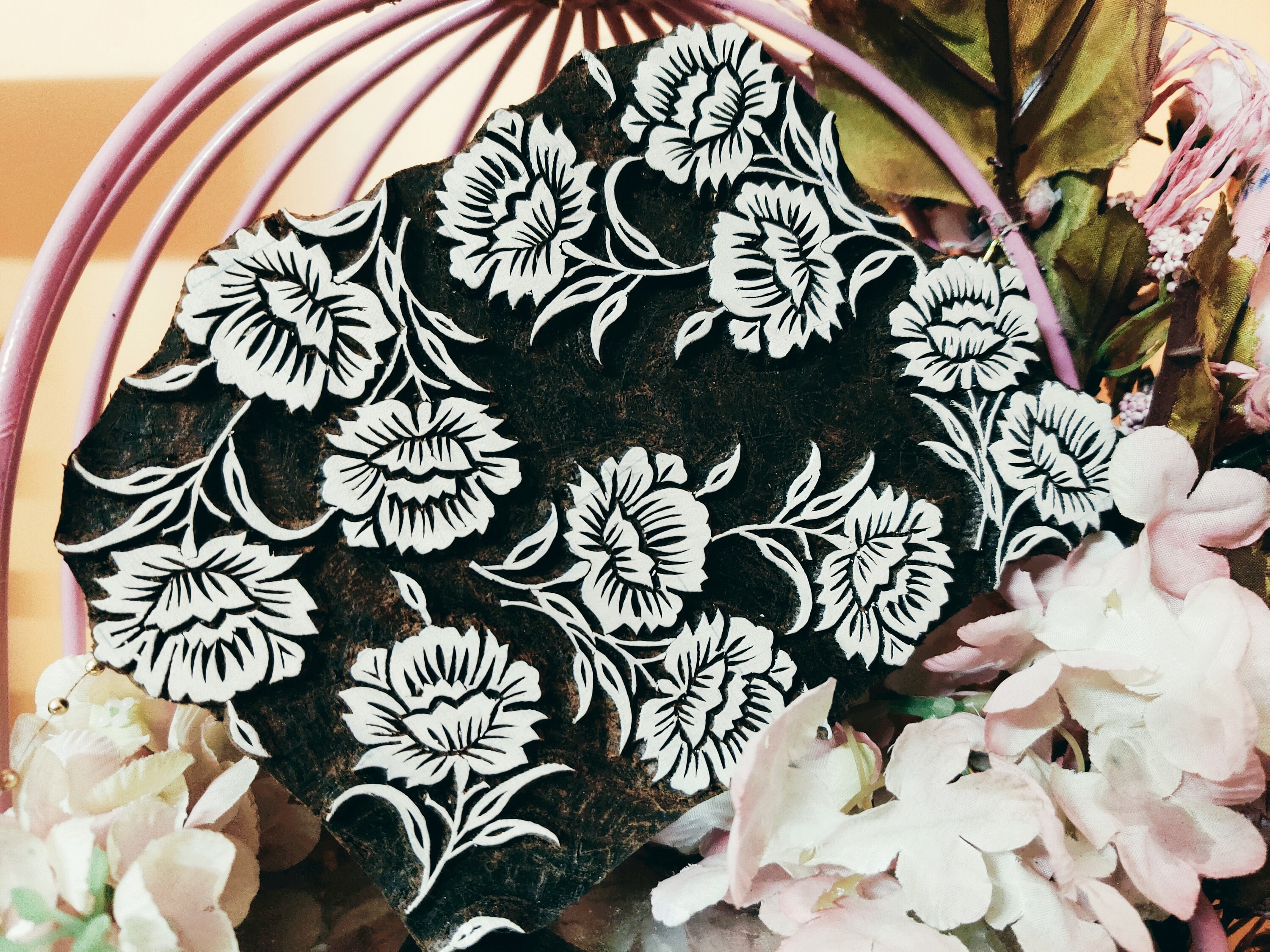 Large Floral Block Pottery Stamp Block Print Stamp Wood - Etsy