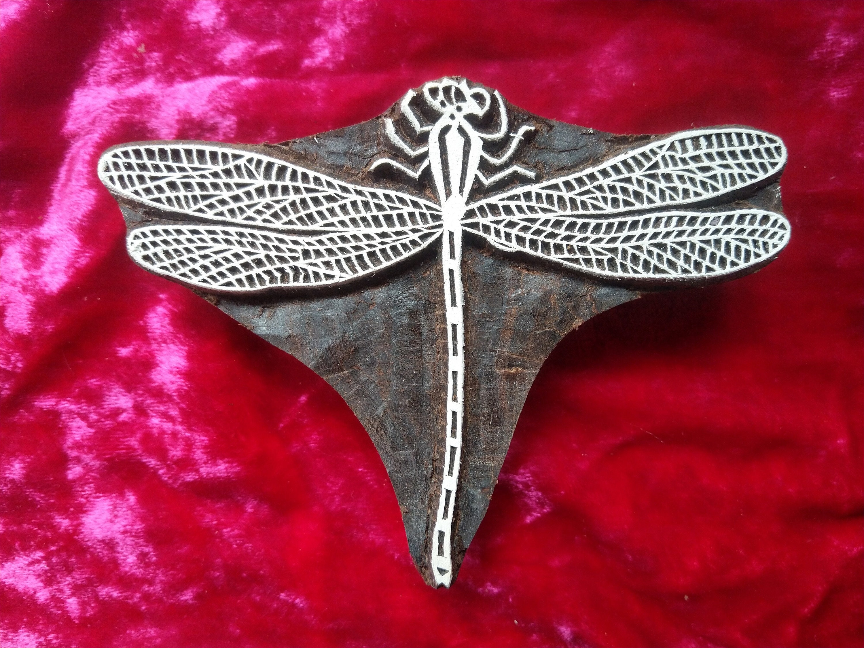Dragonfly Wood Stamp Hand Carved Indian Wood Printing Block - Etsy