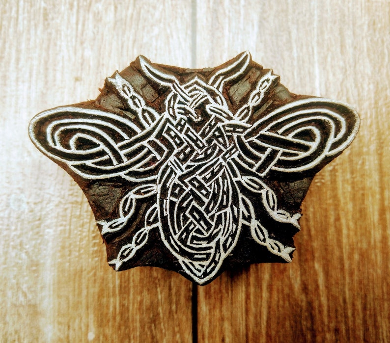 Celtic Bee Bumblebee Hand Carved Wood Stamp Indian Wood | Etsy