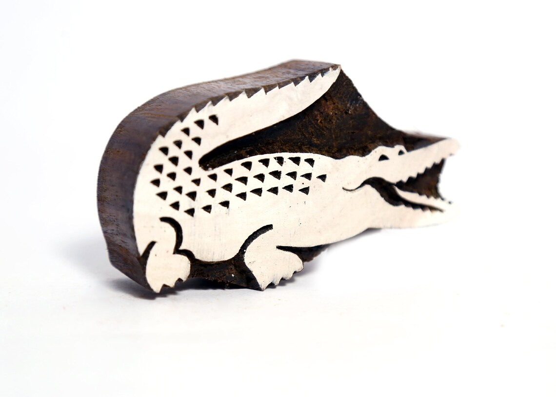 Crocodile stamp wood printing block pottery stamp block | Etsy