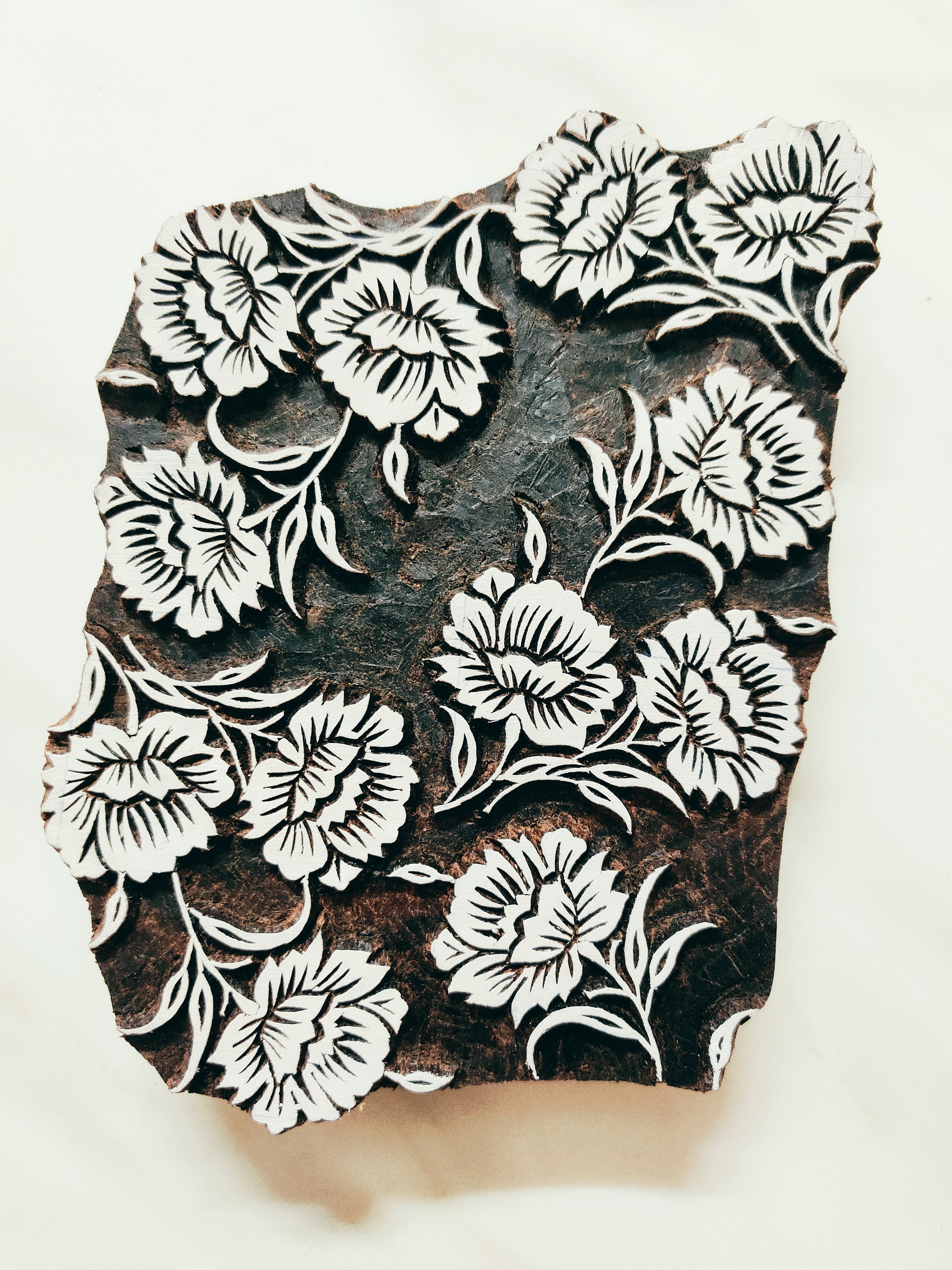 Large Floral Block Pottery Stamp Block Print Stamp Wood | Etsy