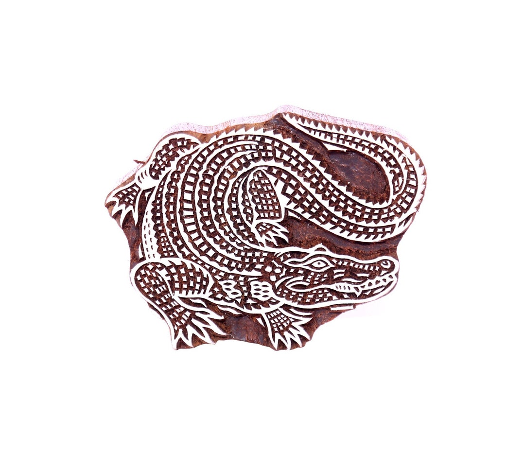Crocodile Stamp; Wood Printing Block; Pottery Stamp; Block Print Stamp ...