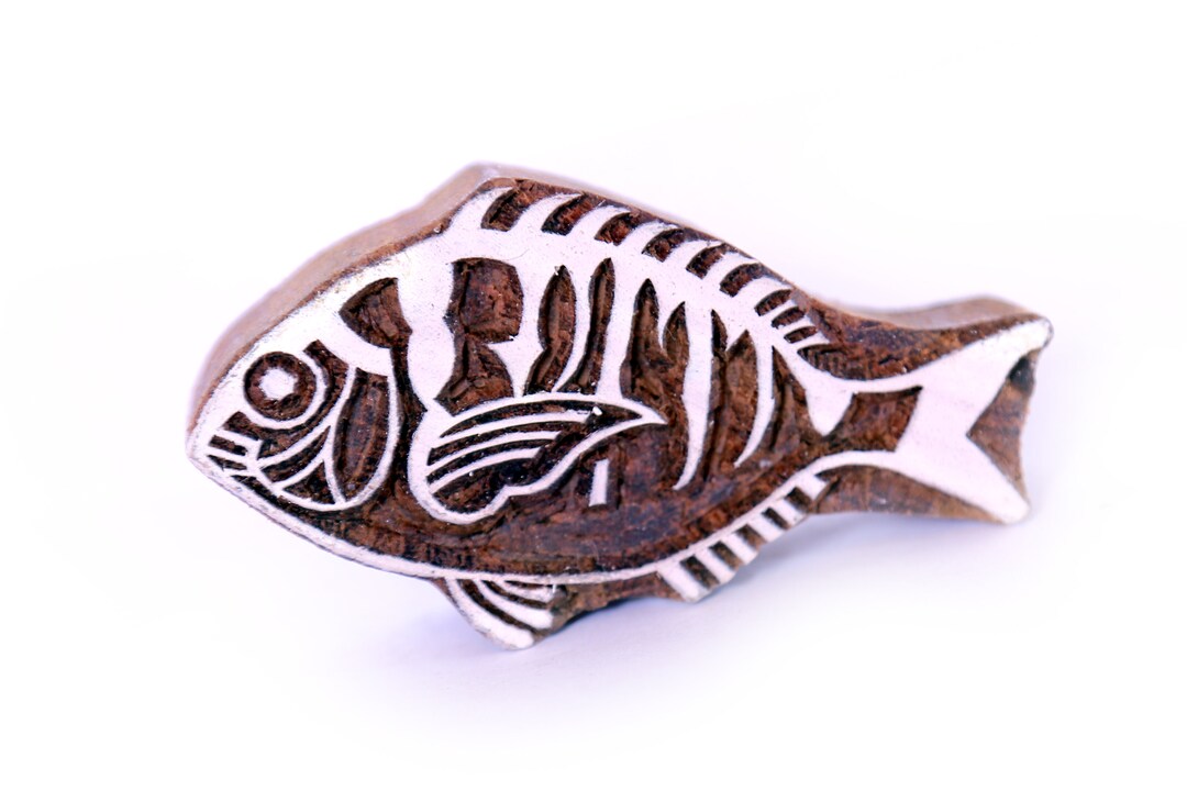 Fish Stamp; Wood Printing Block; Pottery Stamp; Block Print Stamp; Clay ...